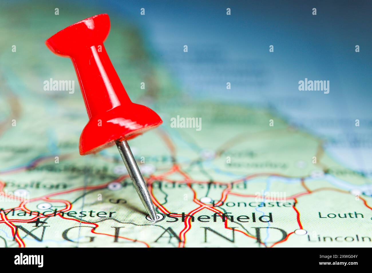 Sheffield, England pin on map Stock Photo - Alamy