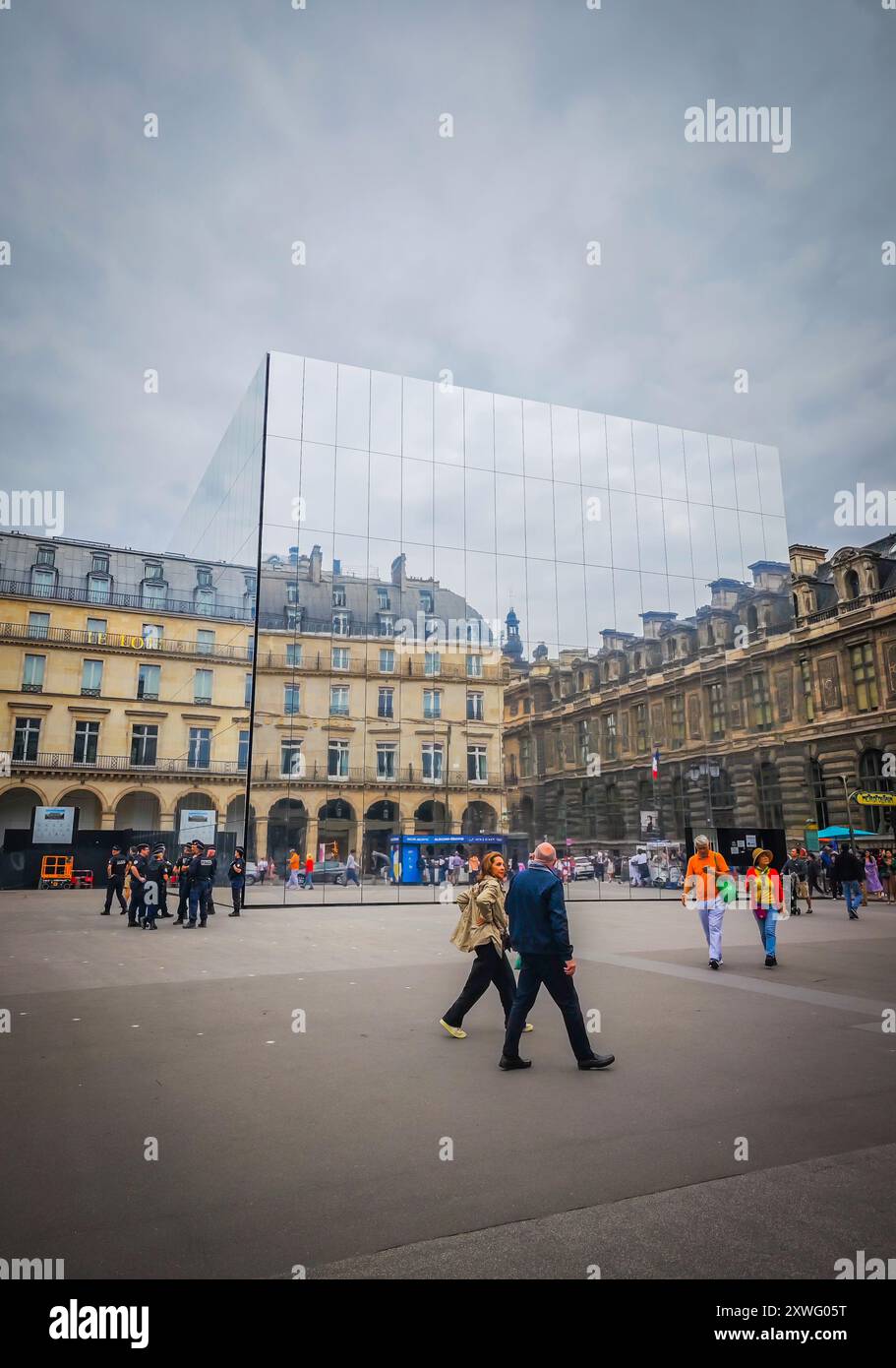08 19 2024 - Paris, France. Invisible building with mirror walls in ...
