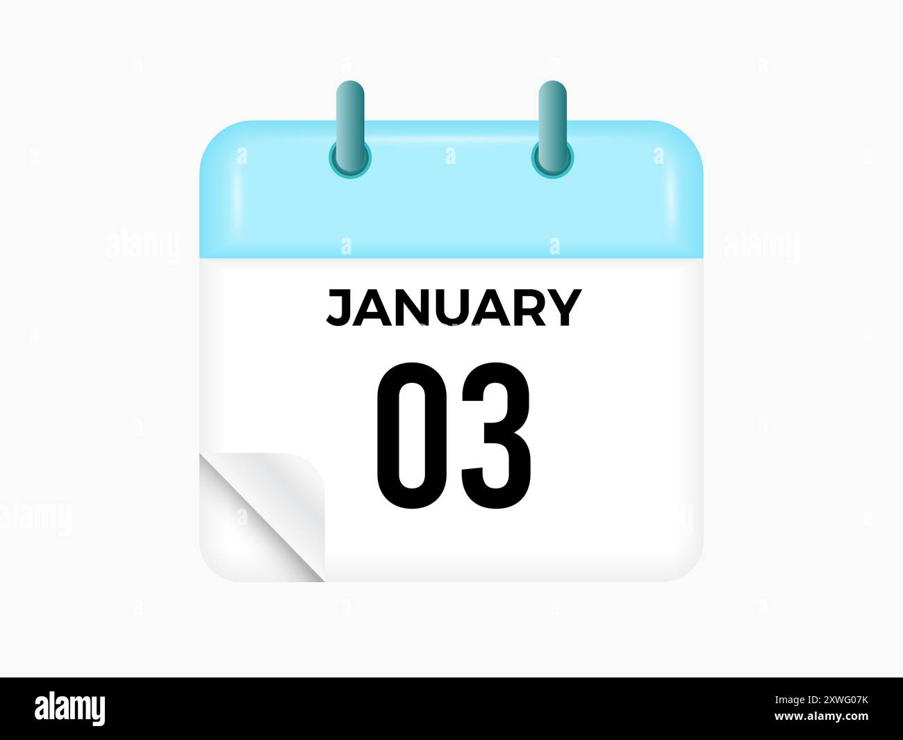 January 3 - calendar and Time planner. Daily Calendar Icon reminder ...
