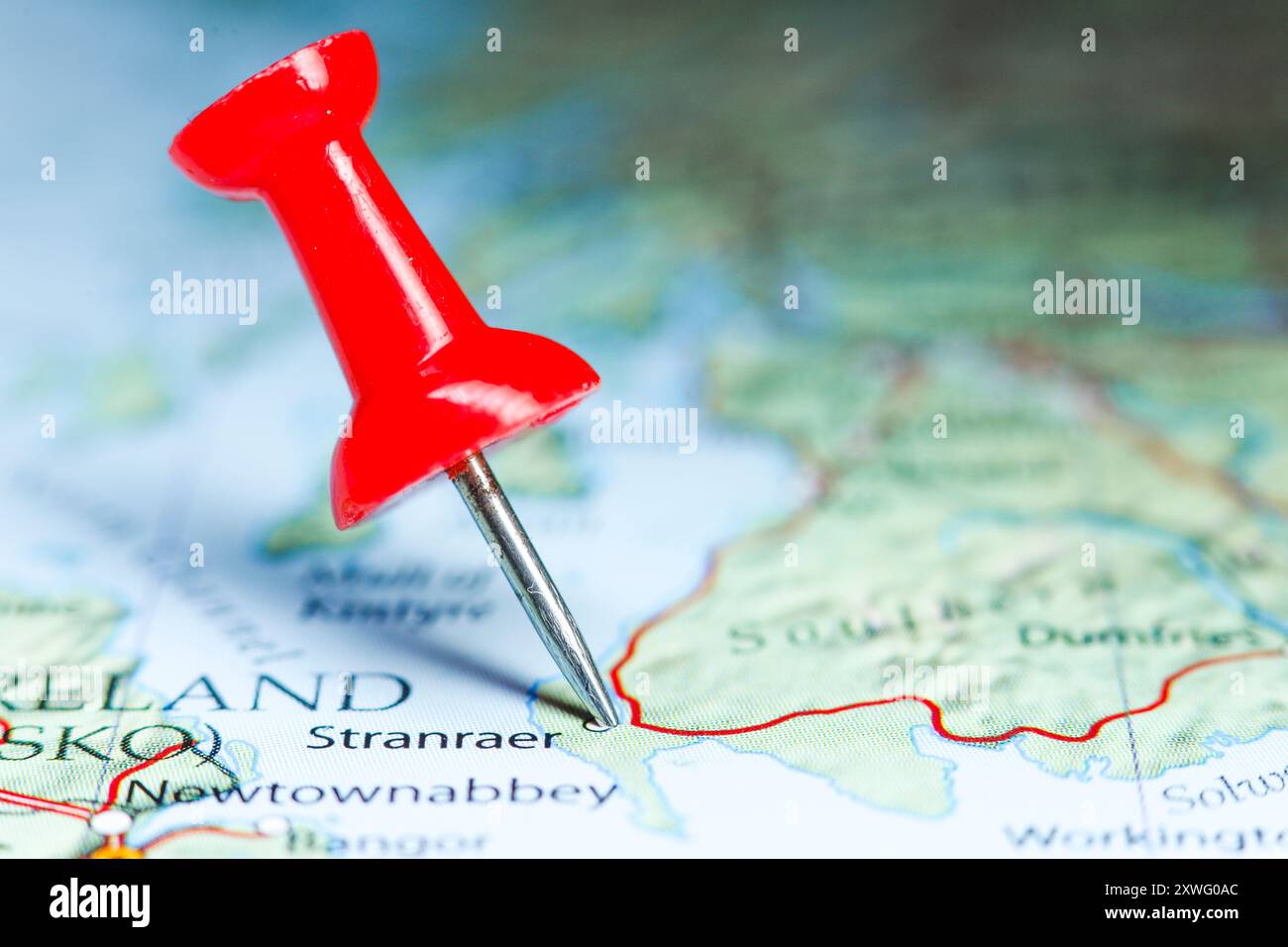 Stranraer, Great Britain pin on map Stock Photo - Alamy