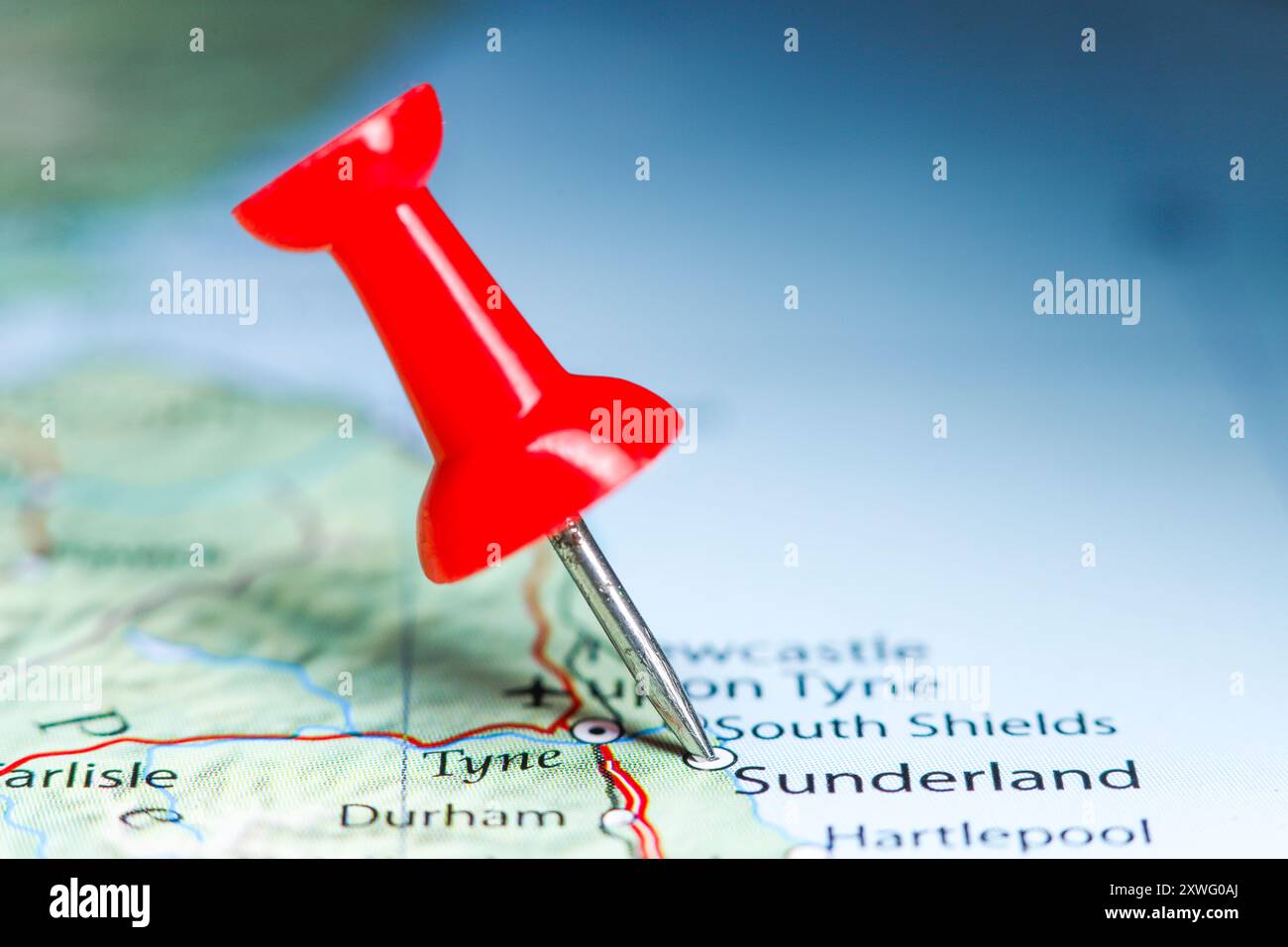 Sunderland, Great Britain pin on map Stock Photo - Alamy