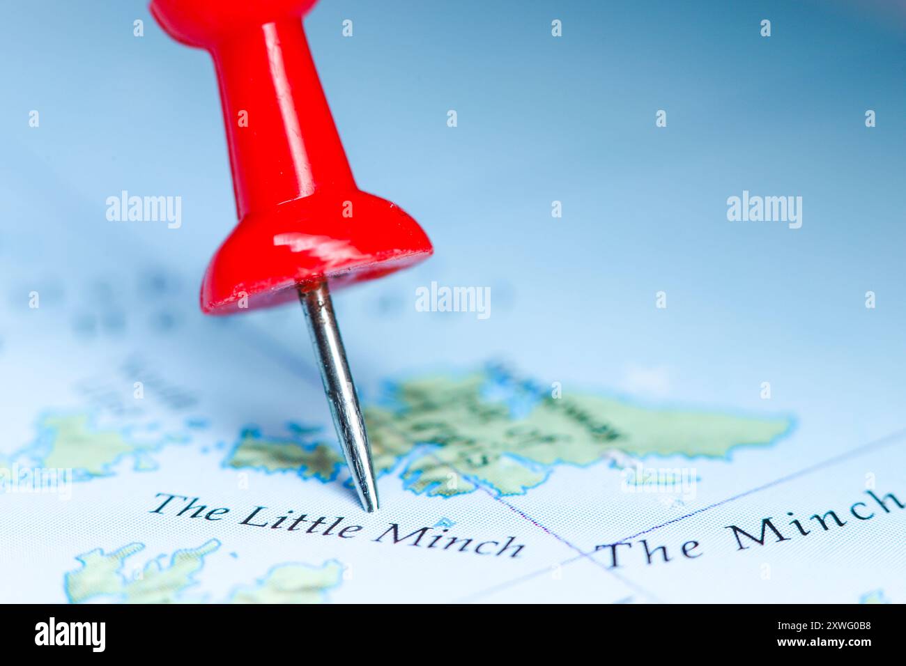 The Little Minch, Scotland pin on map Stock Photo - Alamy