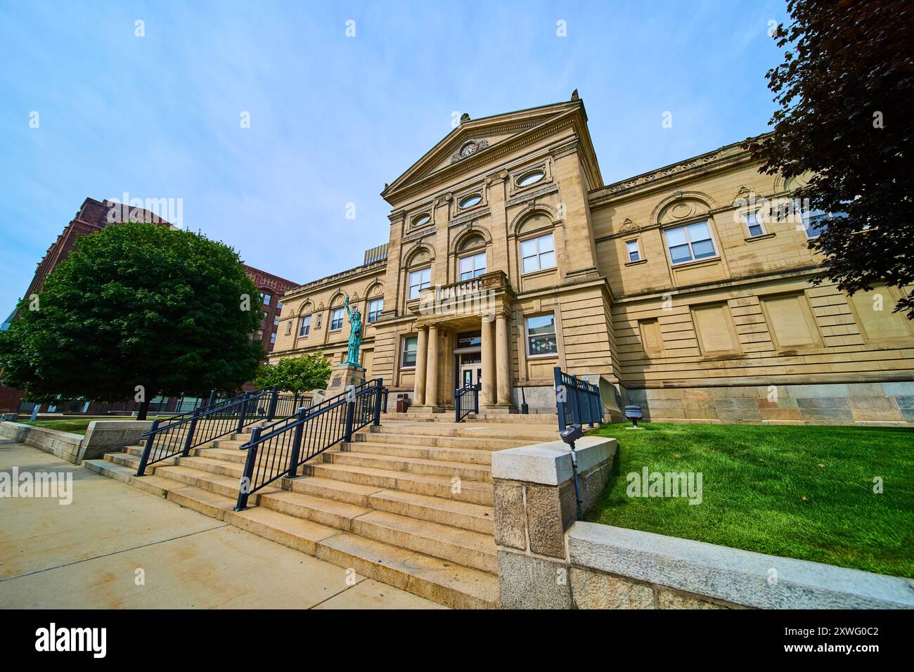 Historic Courthouse with Lady Justice in South Bend Low Angle ...