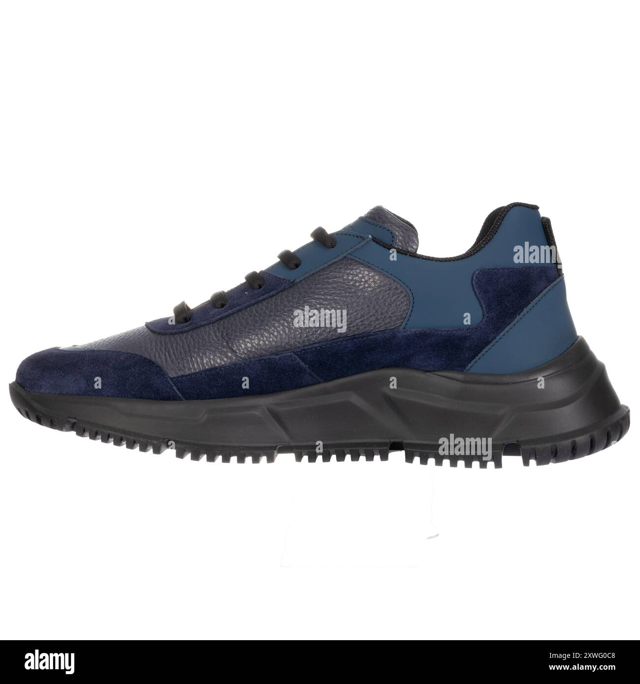 Side View of Blue and Black Casual Shoe Stock Photo - Alamy
