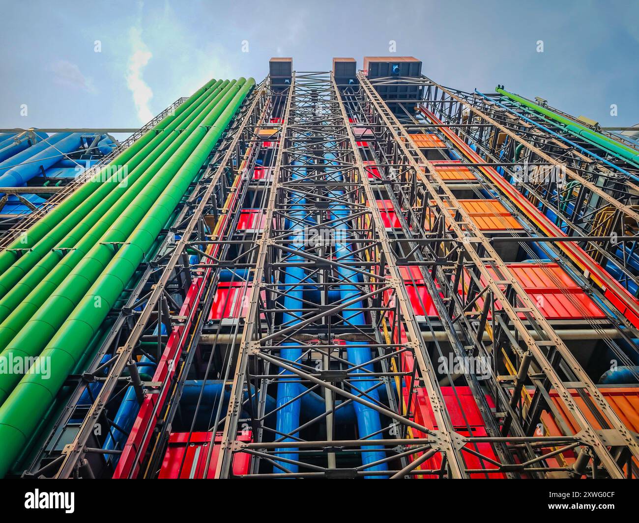 Colorful pipes and vents on the wall of Centre Georges Pompidou in ...