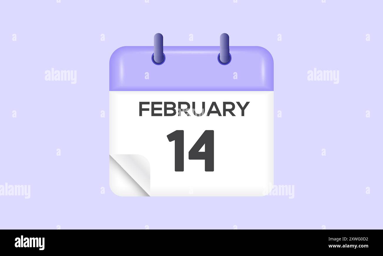 February 14 - calendar and Time planner. Daily Calendar Icon reminder ...
