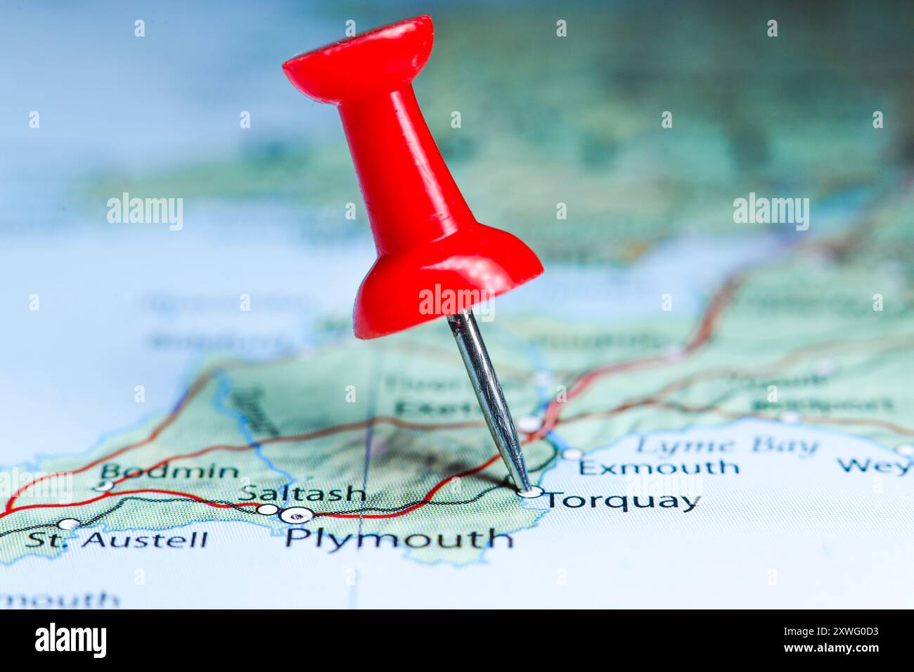 Torquay, Devon, England pin on map Stock Photo - Alamy