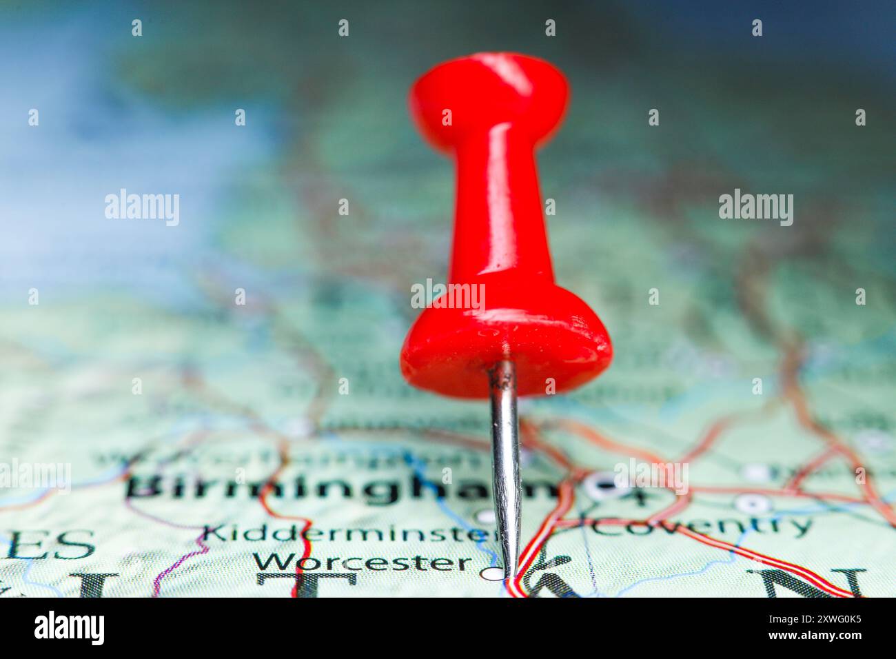 Worcester, Great Britain pin on map Stock Photo - Alamy