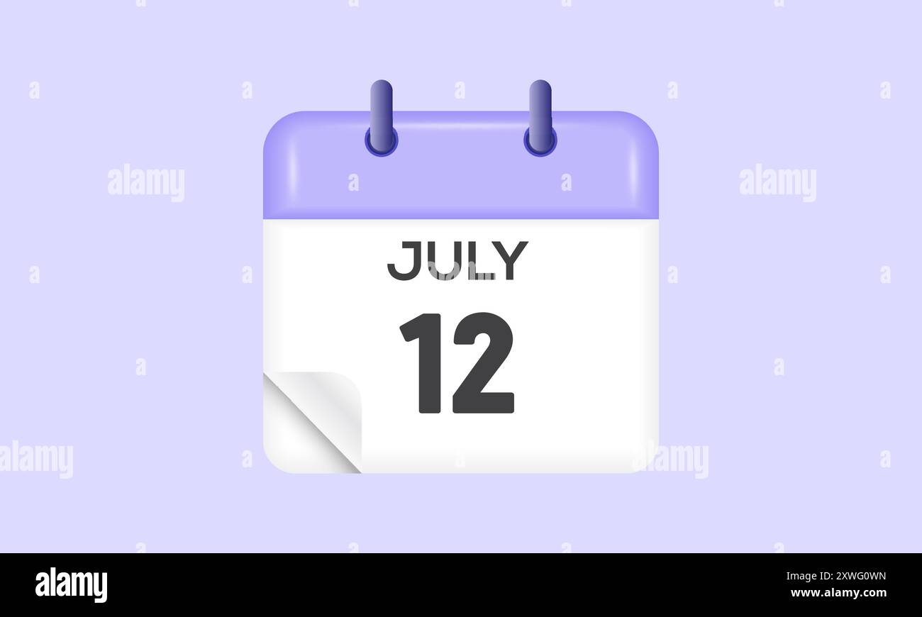 July 12 - calendar and Time planner. Daily Calendar Icon reminder ...