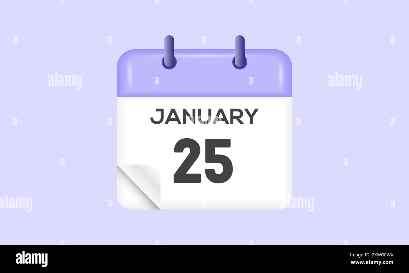 January 25 - calendar and Time planner. Daily Calendar Icon reminder ...