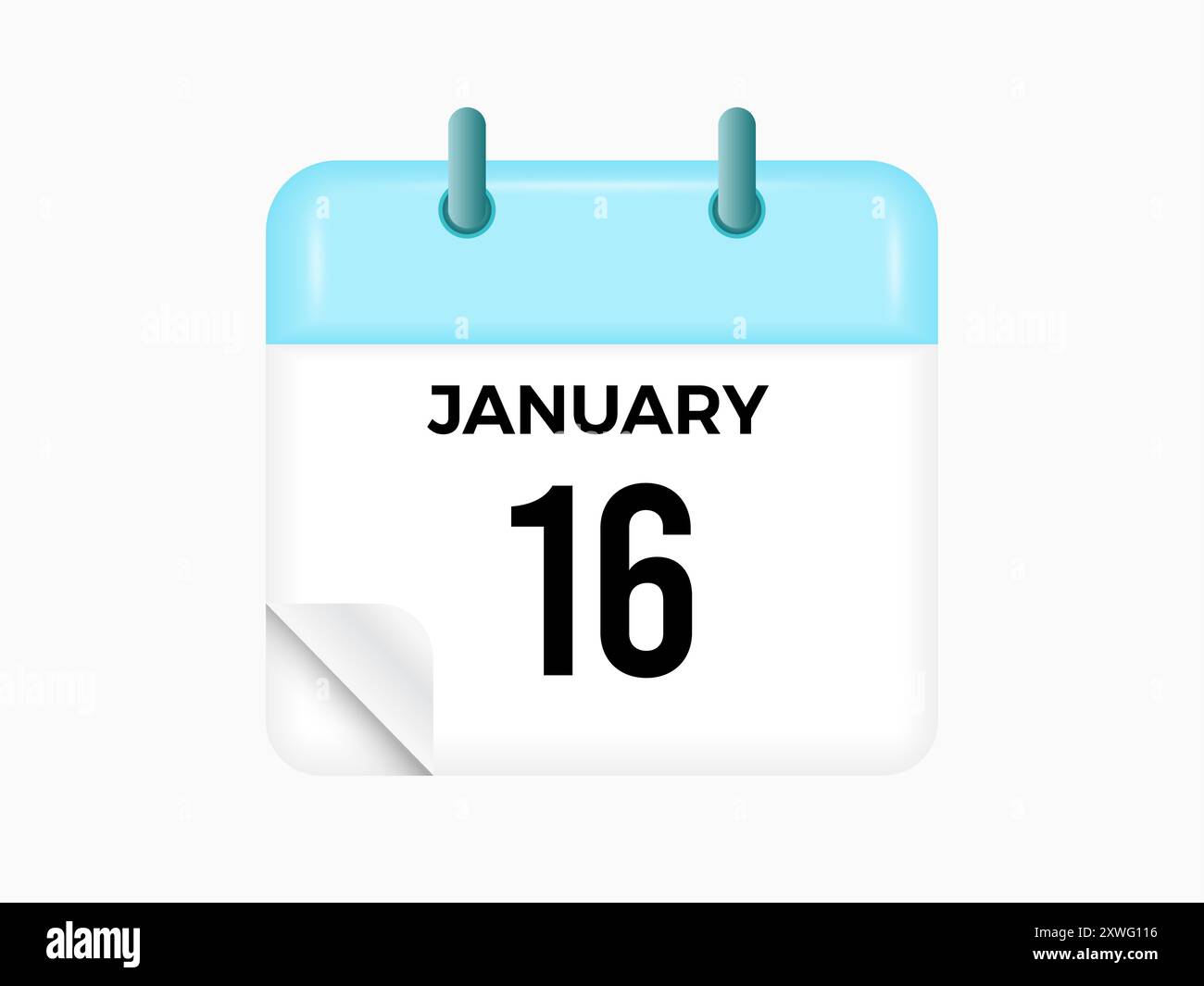 January 16 - calendar and Time planner. Daily Calendar Icon reminder ...