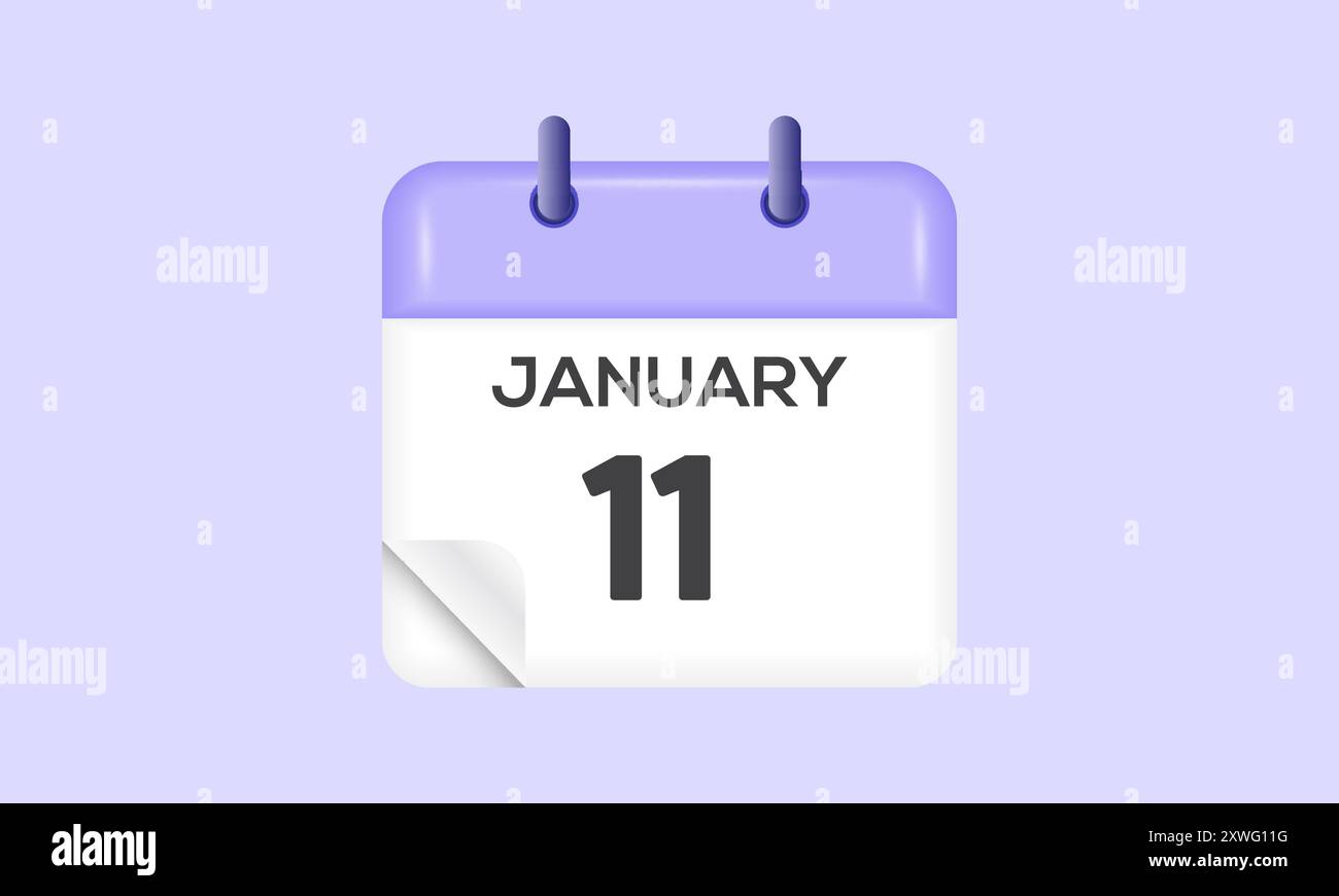 January 11 - calendar and Time planner. Daily Calendar Icon reminder ...