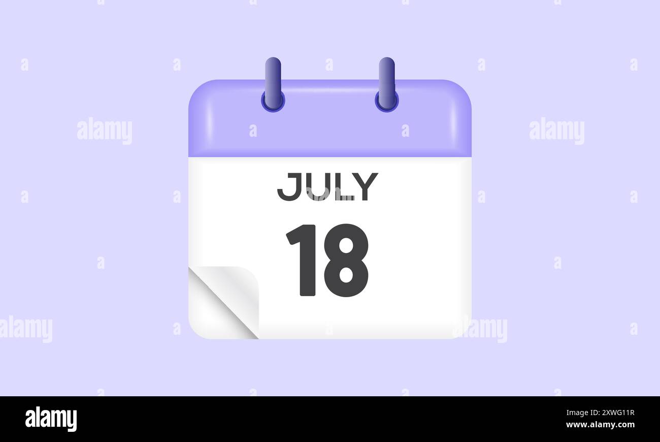 July 18 - calendar and Time planner. Daily Calendar Icon reminder ...