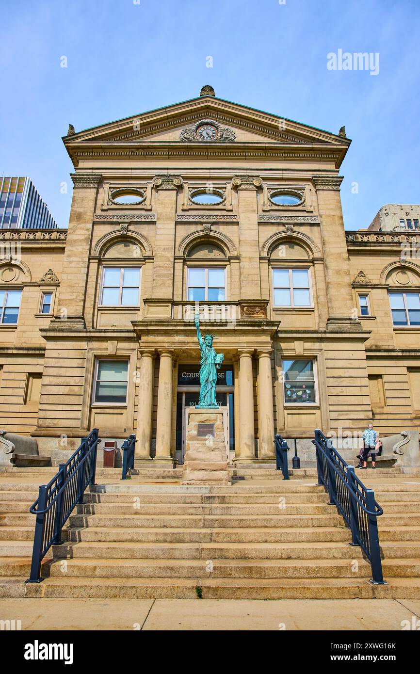 Grand Courthouse with Statue of Liberty South Bend Eye-Level View Stock ...