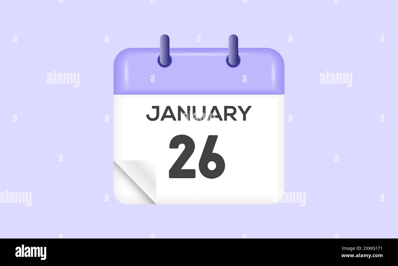 January 26 - calendar and Time planner. Daily Calendar Icon reminder ...