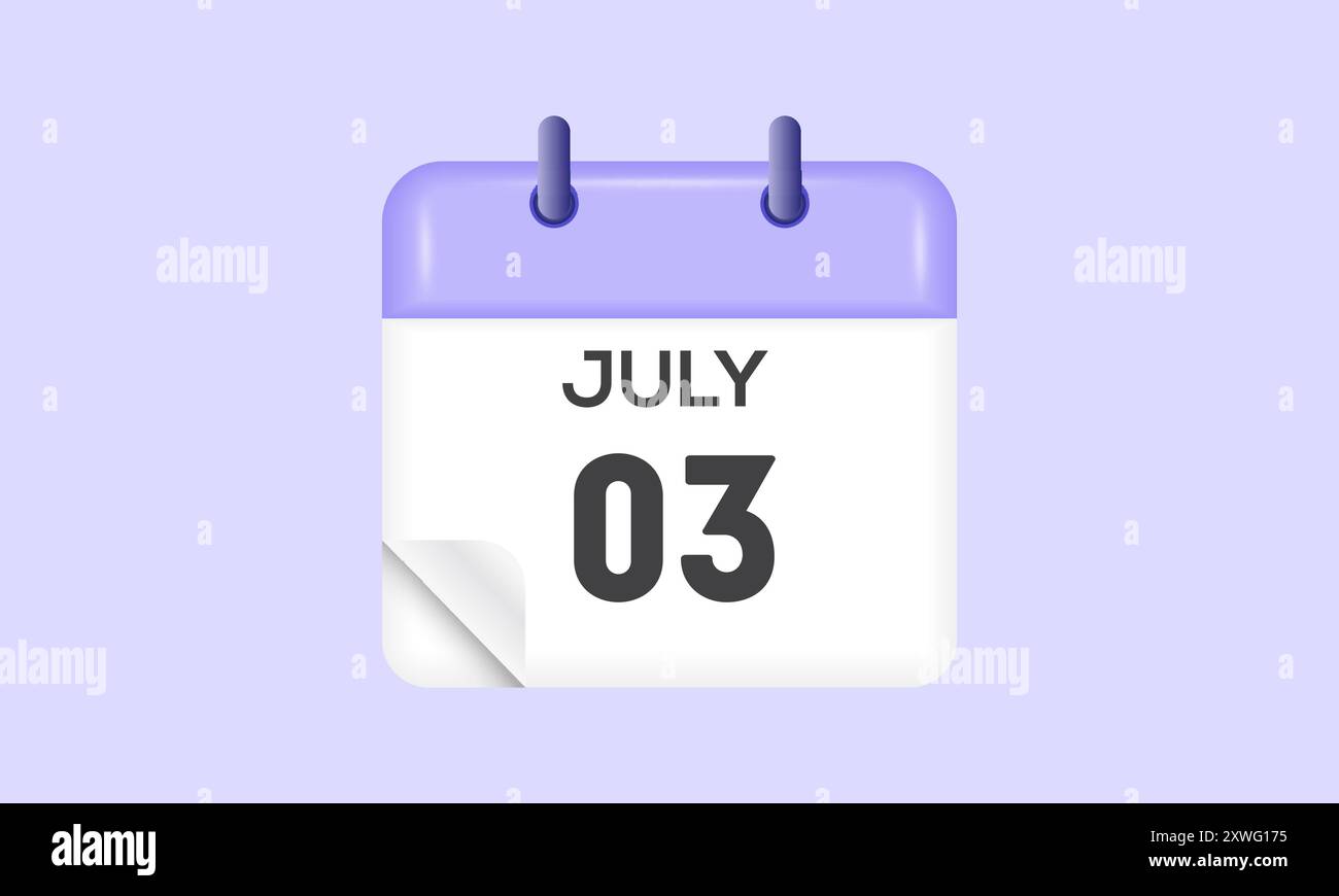 July 3 - calendar and Time planner. Daily Calendar Icon reminder ...