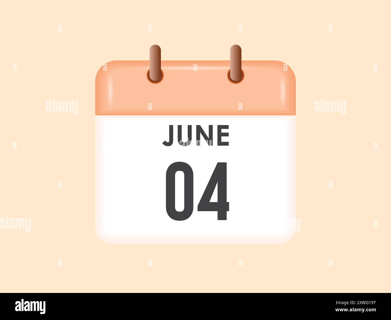 June 4 - calendar and Time planner. Daily Calendar Icon reminder ...