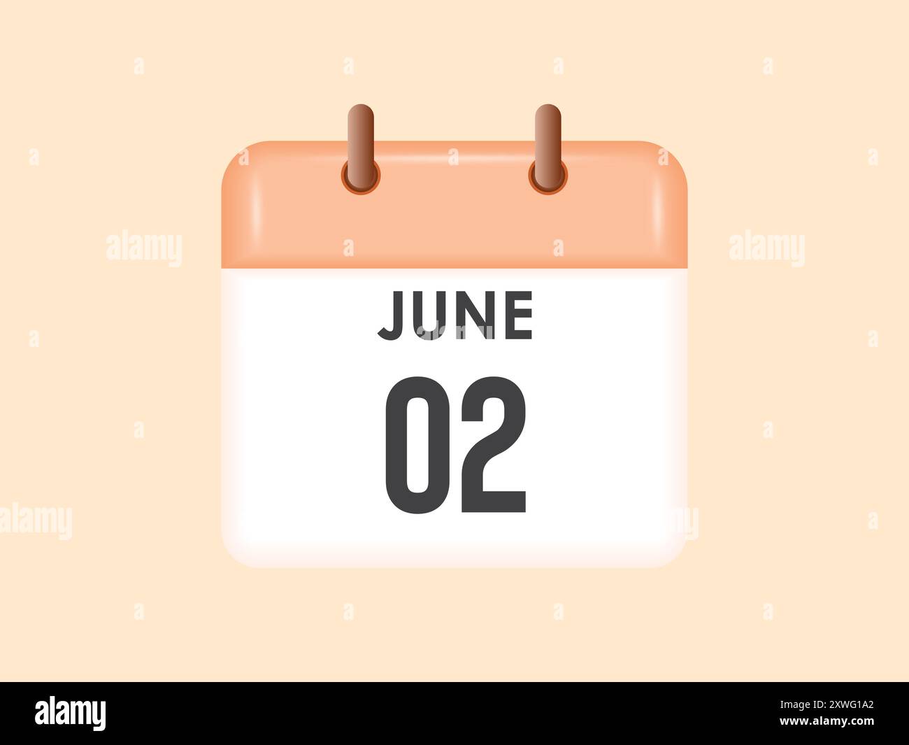 June 2 - calendar and Time planner. Daily Calendar Icon reminder ...