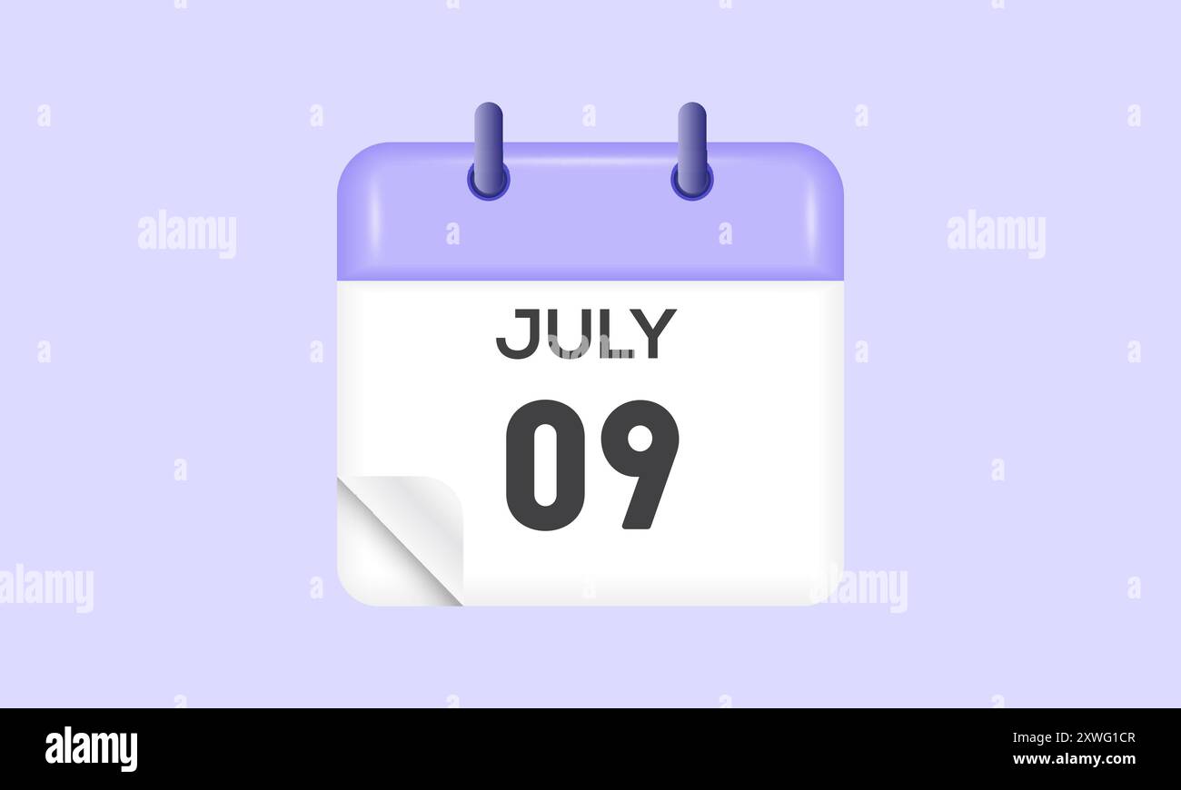 July 9 - calendar and Time planner. Daily Calendar Icon reminder ...