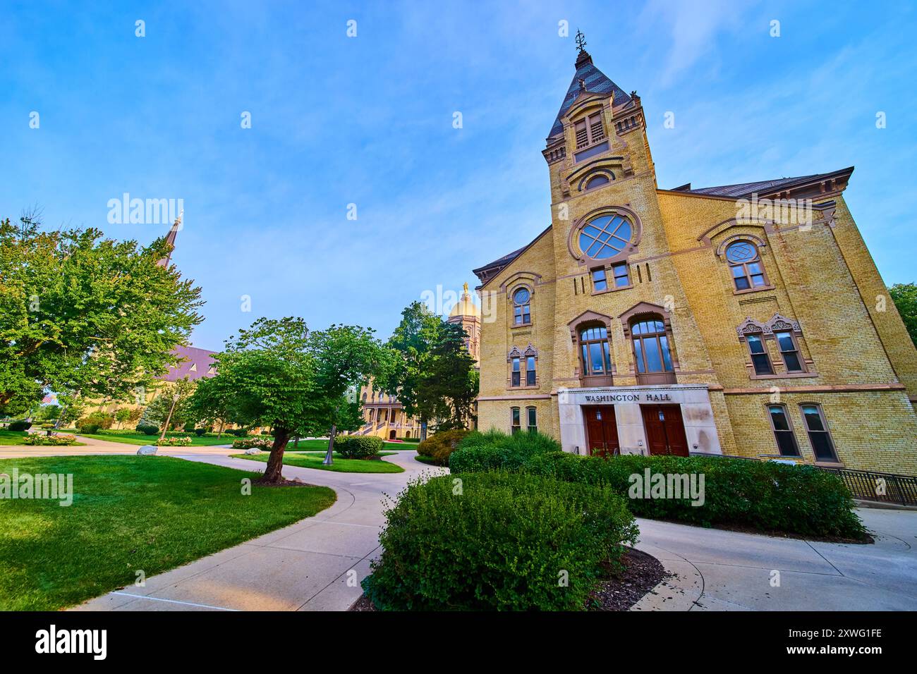 Washington Hall Historic Campus View with Clock Tower in Morning Light ...