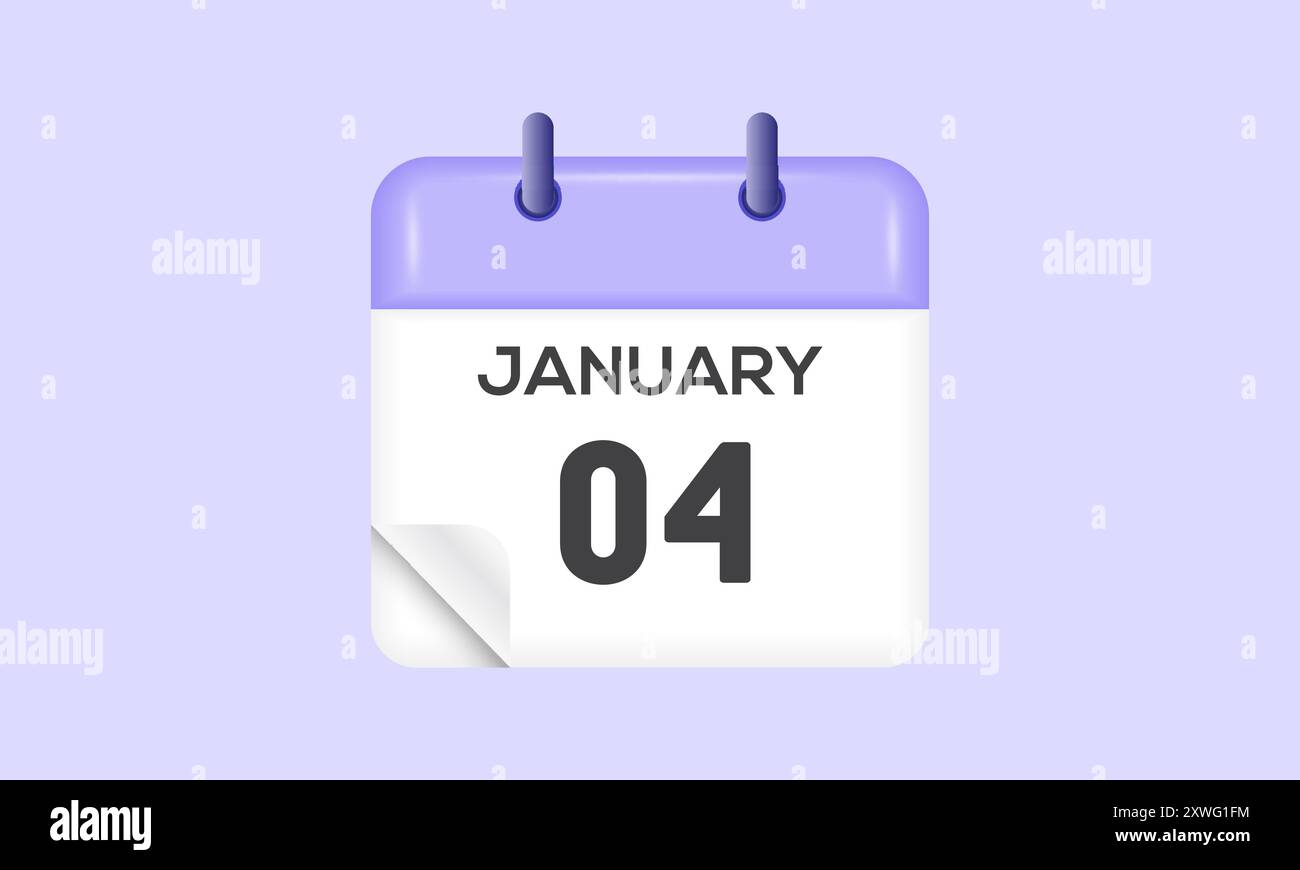 January 4 - calendar and Time planner. Daily Calendar Icon reminder ...