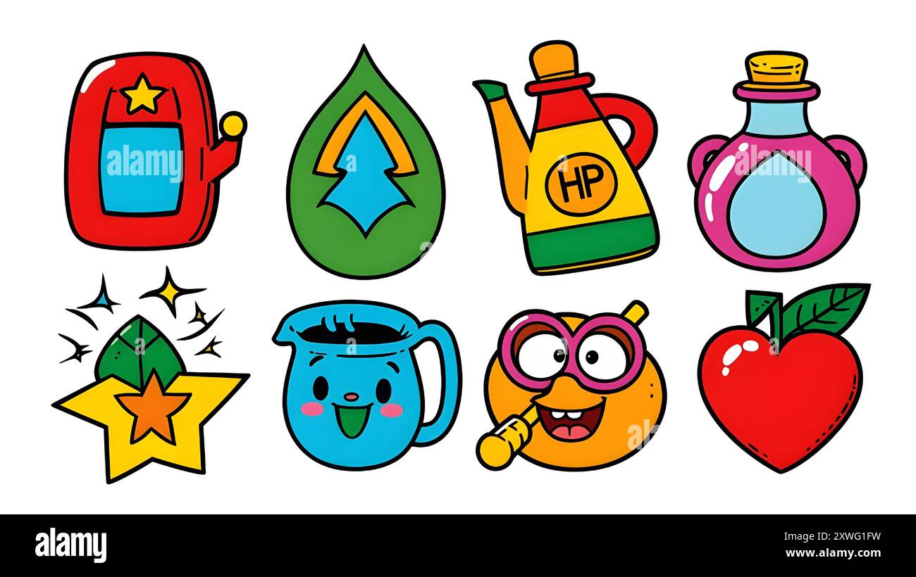 Health cartoon icons Cut Out Stock Images & Pictures - Alamy