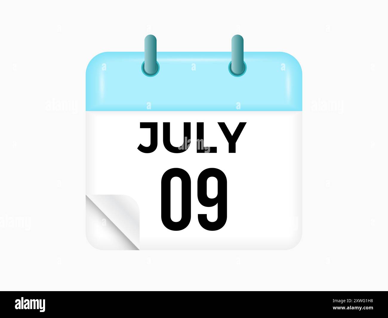 July 9 - calendar and Time planner. Daily Calendar Icon reminder ...