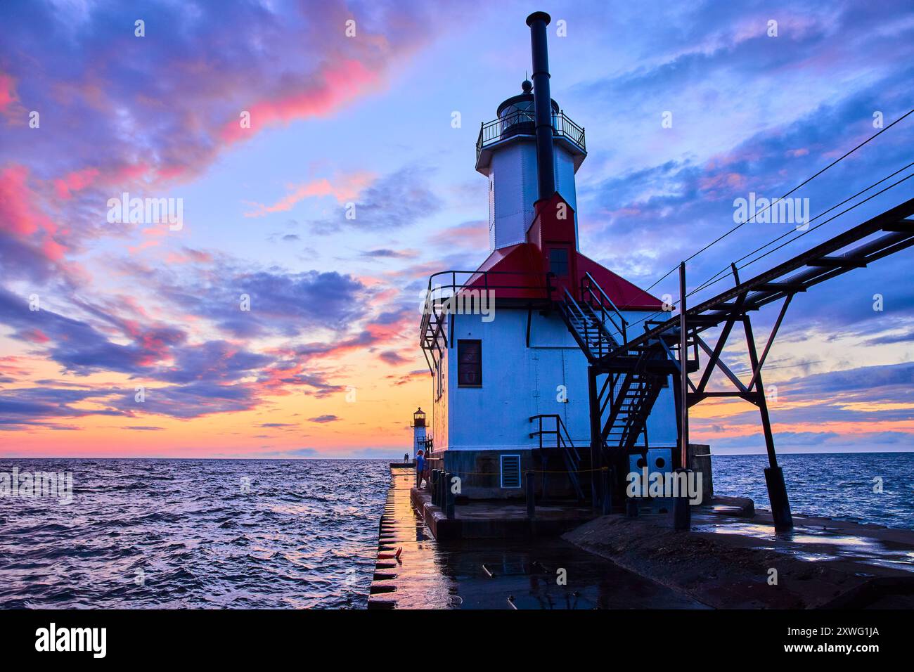St. joseph north pier lighthouse sunset hi-res stock photography and ...