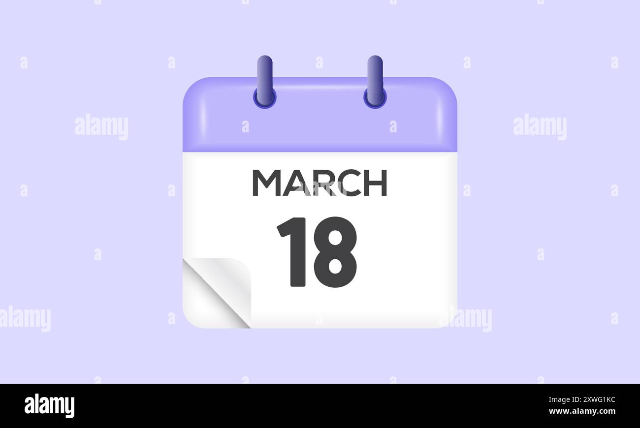 March 18 - calendar and Time planner. Daily Calendar Icon reminder ...