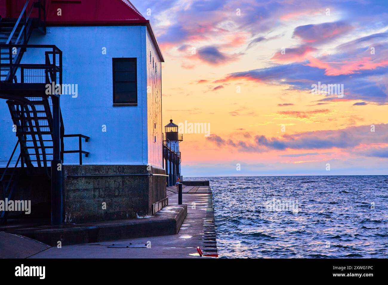 St. joseph north pier lighthouse sunset hi-res stock photography and ...
