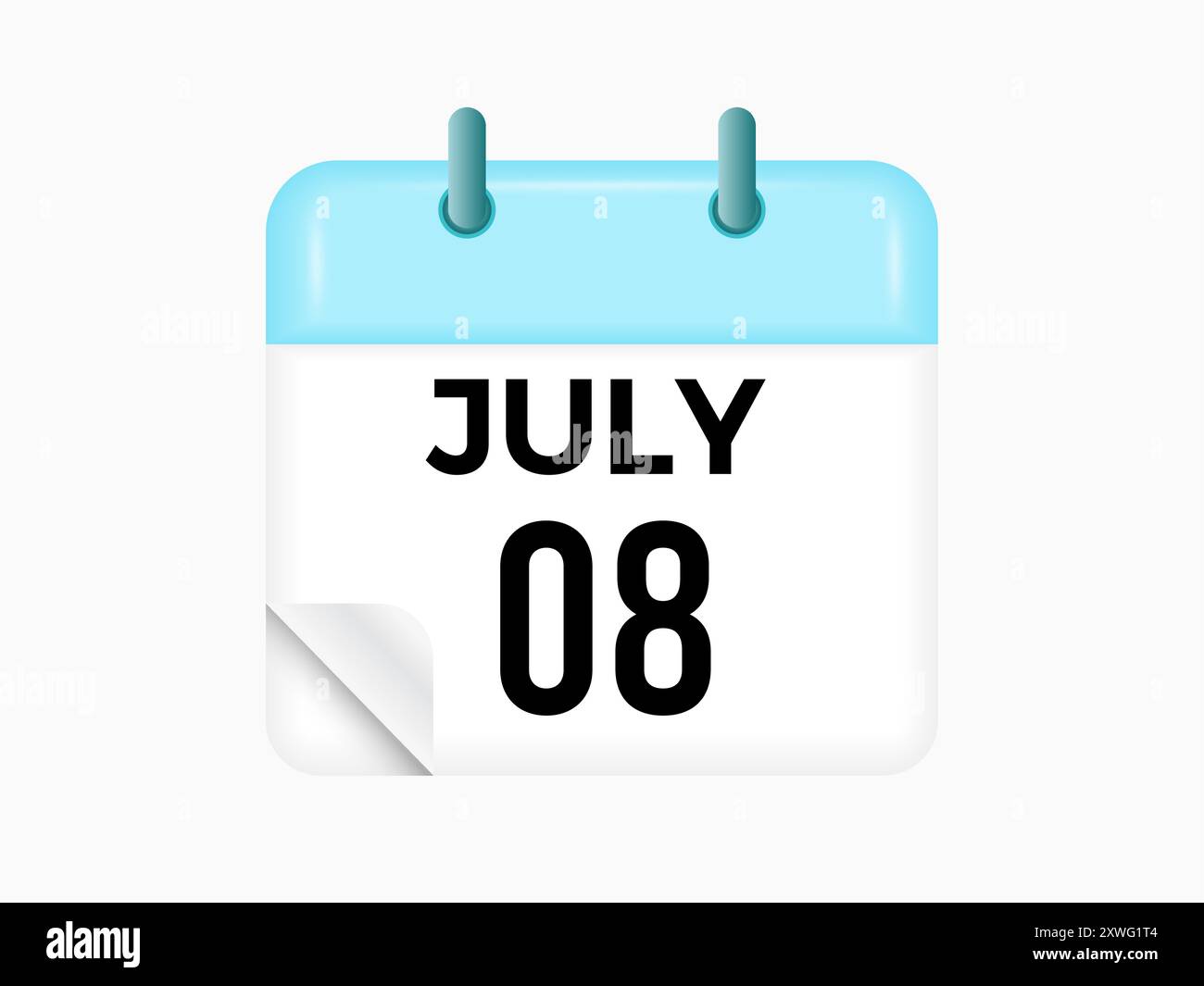July 8 - calendar and Time planner. Daily Calendar Icon reminder ...