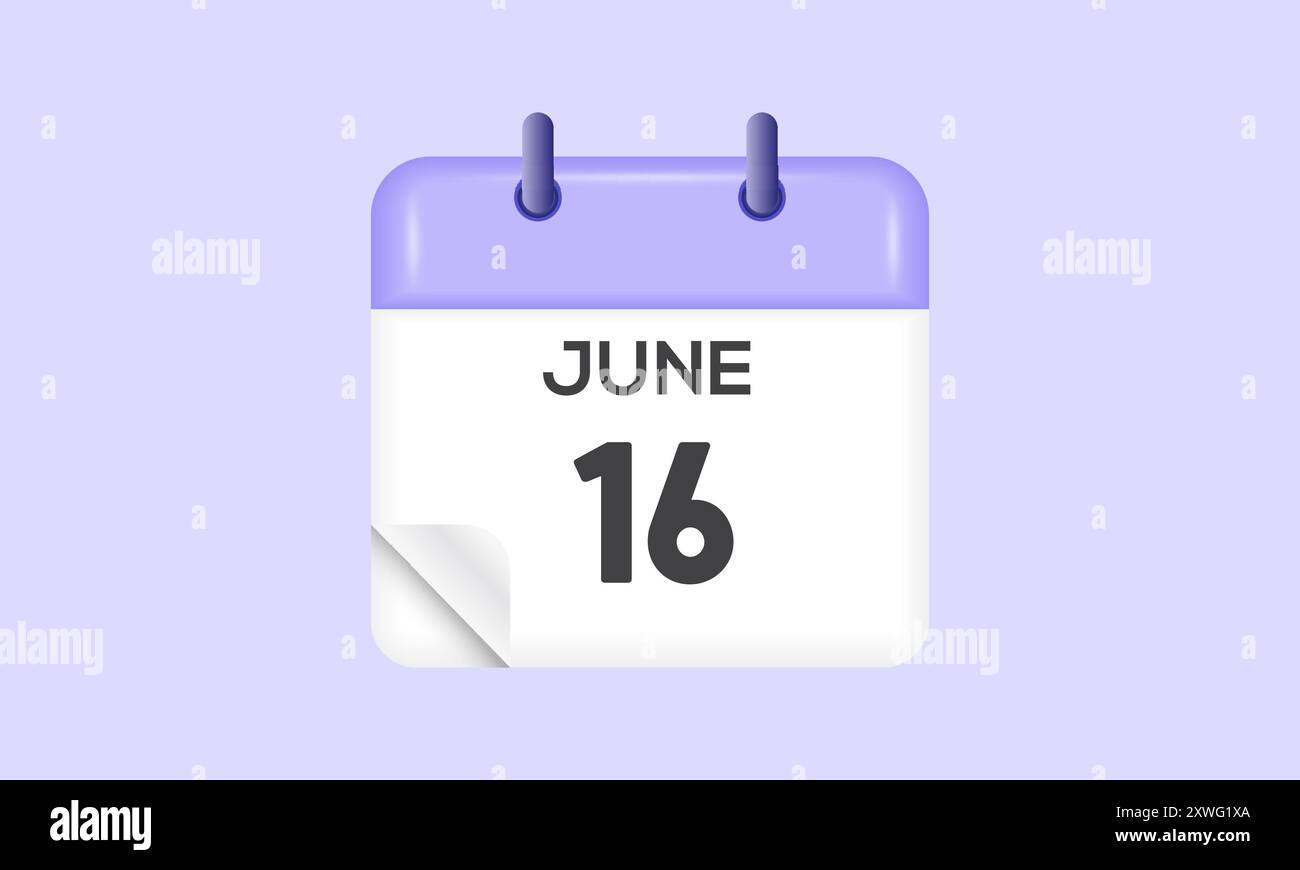 June 16 - calendar and Time planner. Daily Calendar Icon reminder ...