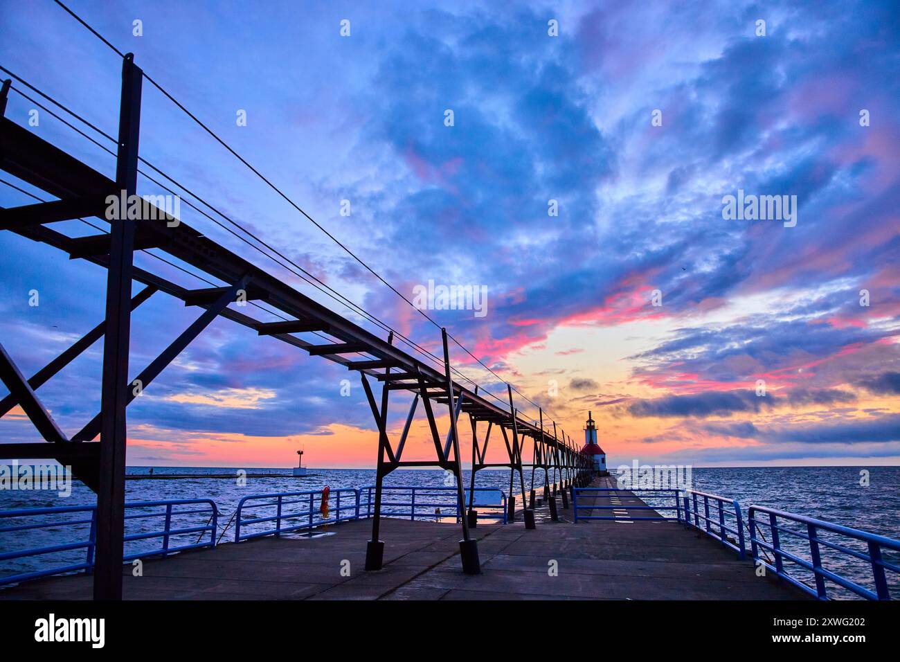 St. joseph north pier lighthouse sunset hi-res stock photography and ...