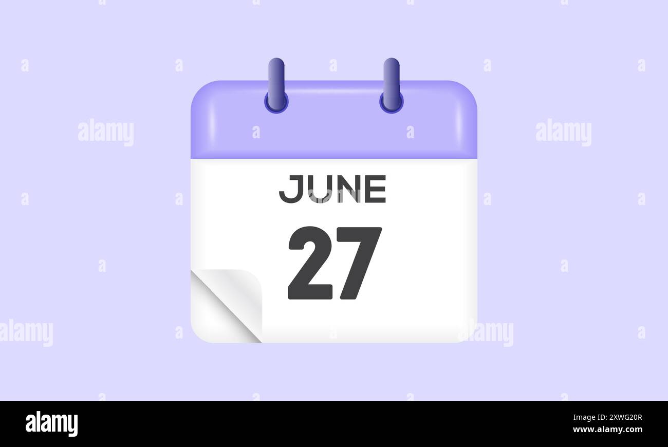 June 27 - calendar and Time planner. Daily Calendar Icon reminder ...