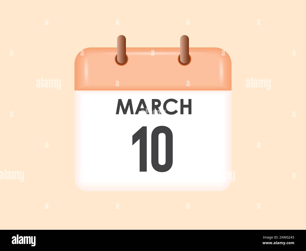 March 10 - calendar and Time planner. Daily Calendar Icon reminder ...