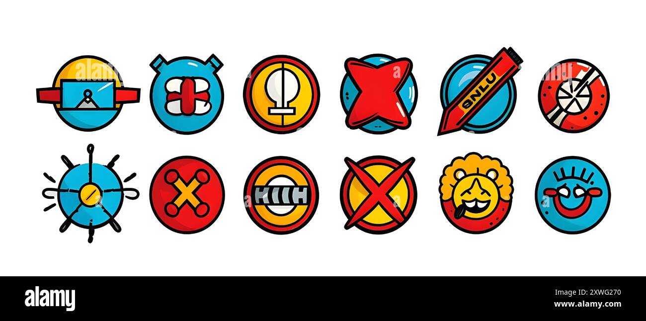 Colorful Circular Icons with Diverse Symbols Stock Vector Image & Art ...