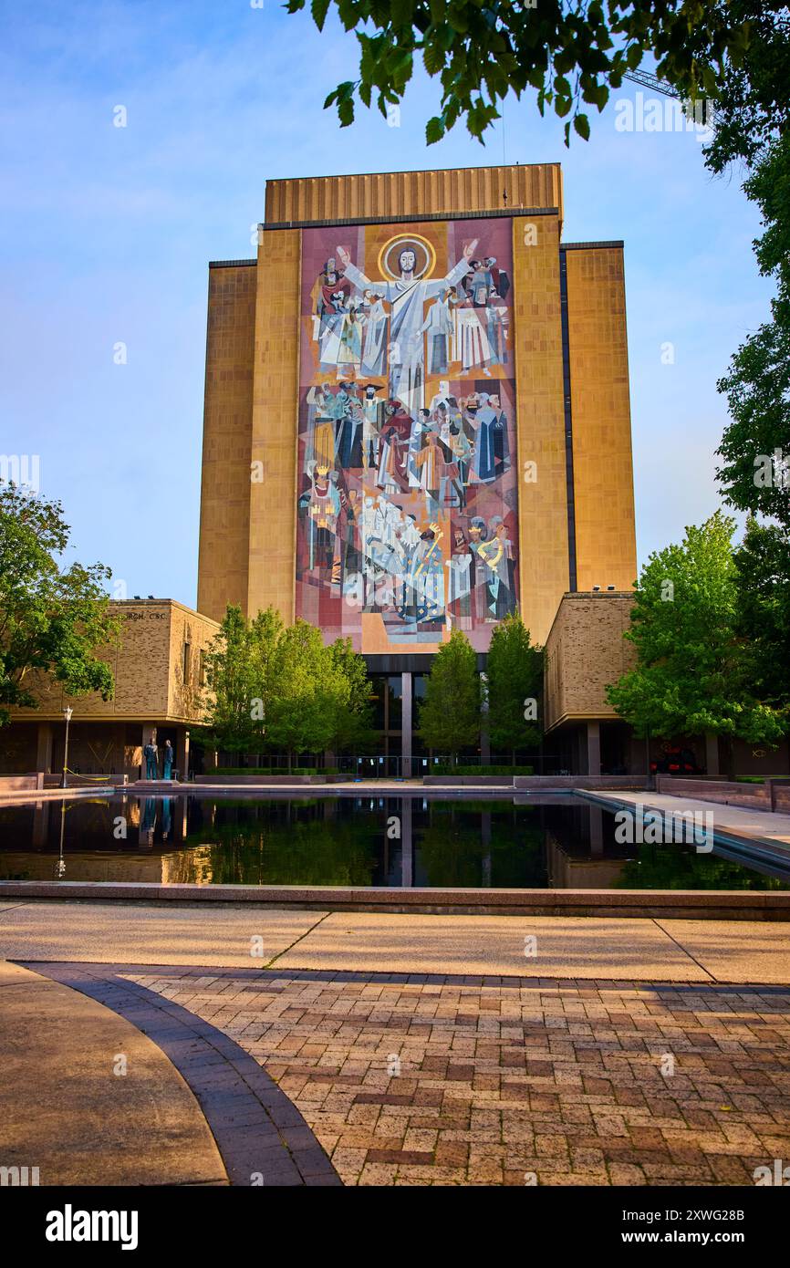 Notre Dame University Mural and Reflective Pool at Eye-Level ...