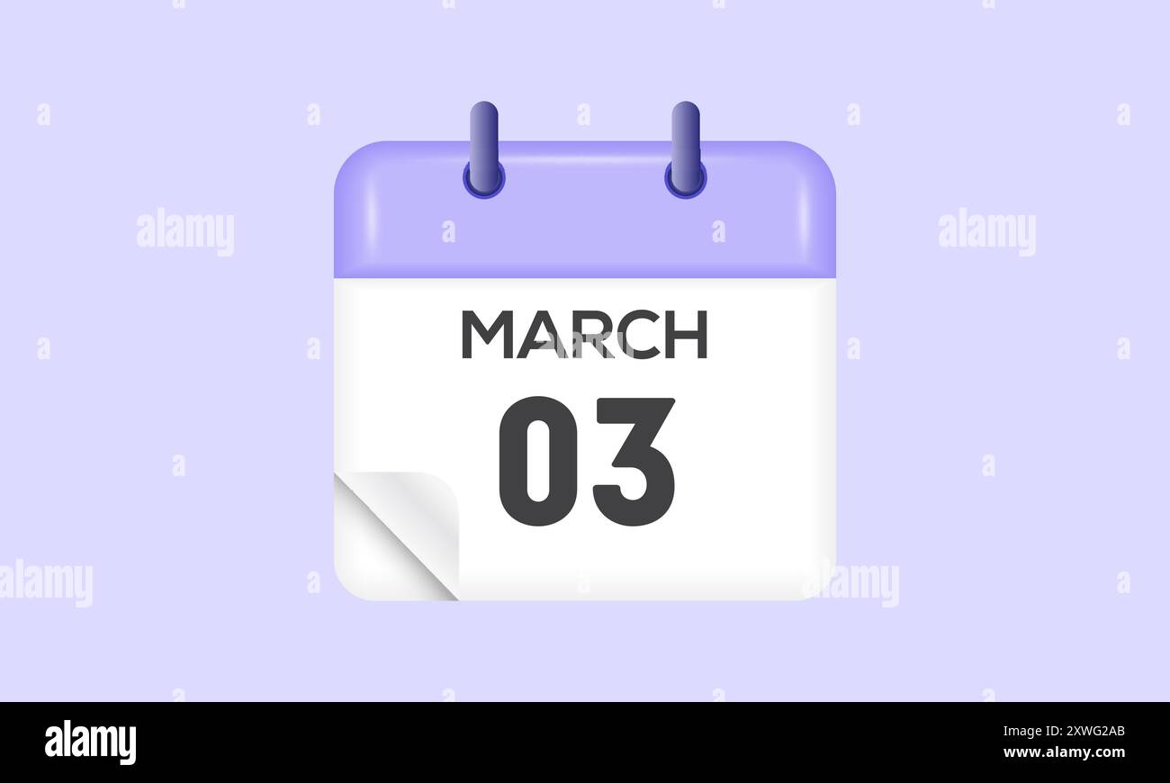 March 3 - calendar and Time planner. Daily Calendar Icon reminder ...