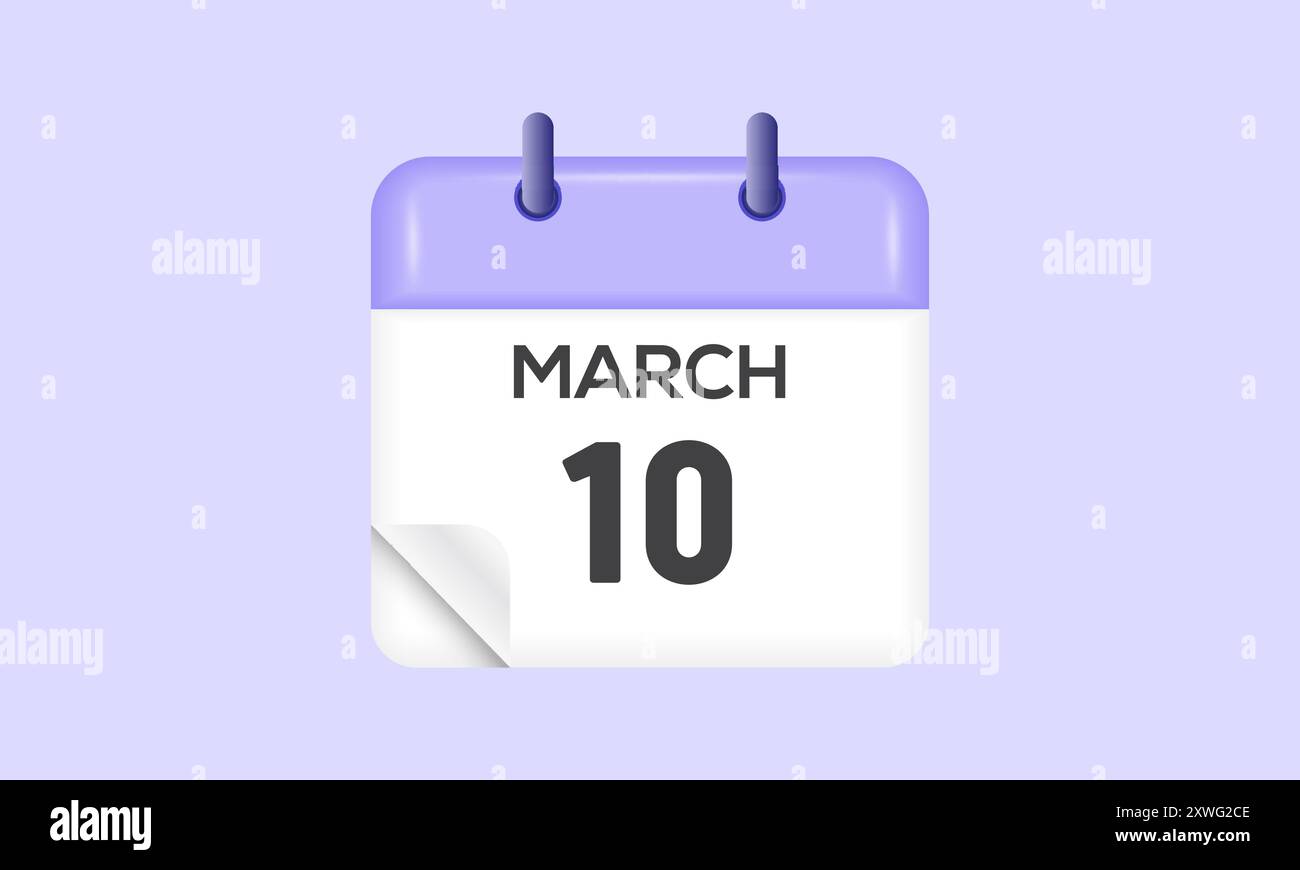 March 10 - calendar and Time planner. Daily Calendar Icon reminder ...