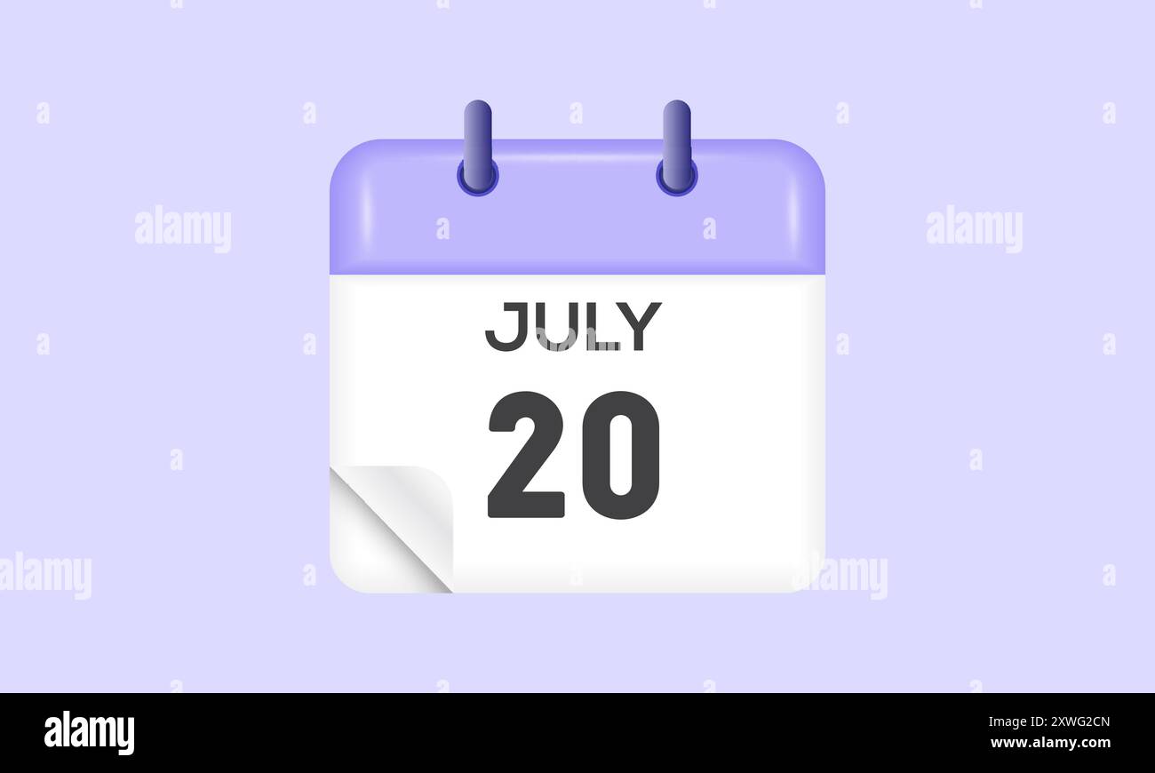 20 july calendar icon hi-res stock photography and images - Alamy