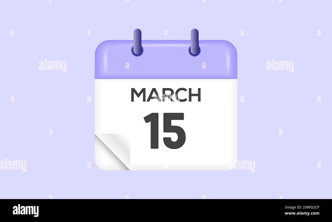 March 15 - calendar and Time planner. Daily Calendar Icon reminder ...