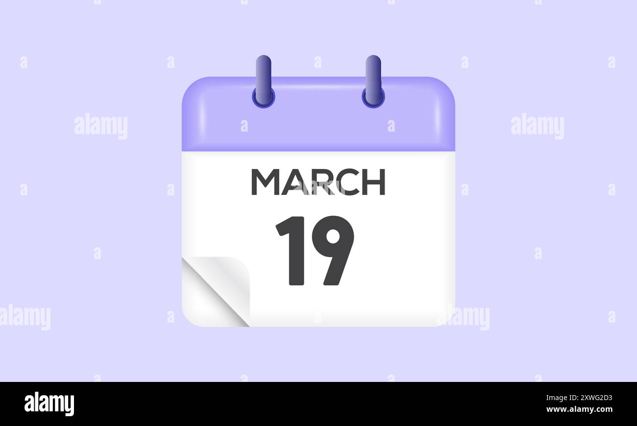 March 19 - calendar and Time planner. Daily Calendar Icon reminder ...