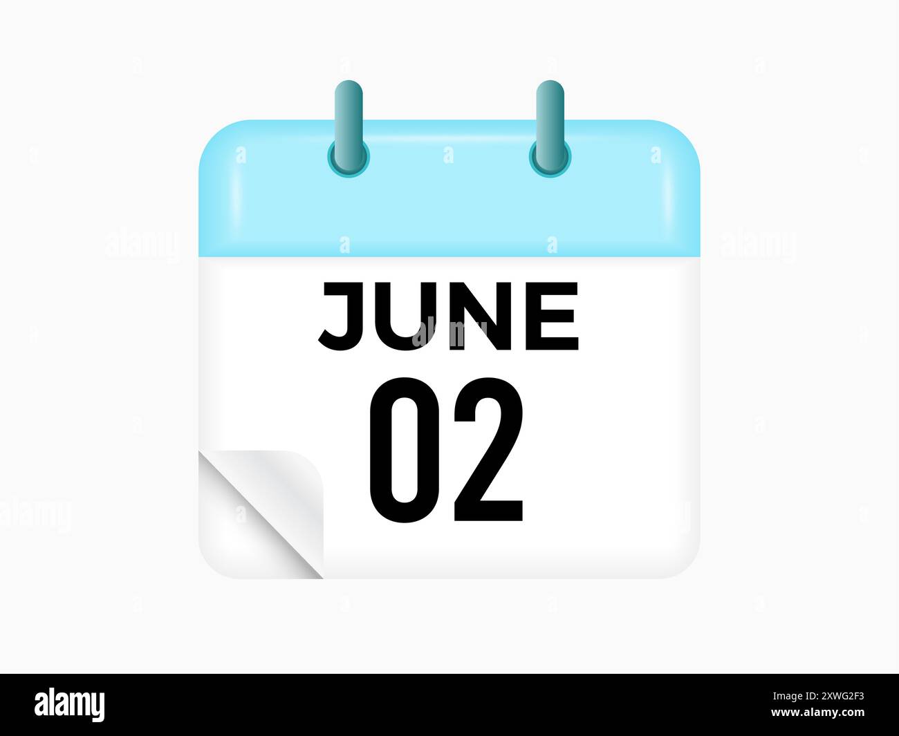 June 2 - calendar and Time planner. Daily Calendar Icon reminder ...