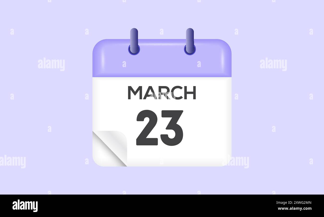 March 23 - calendar and Time planner. Daily Calendar Icon reminder ...