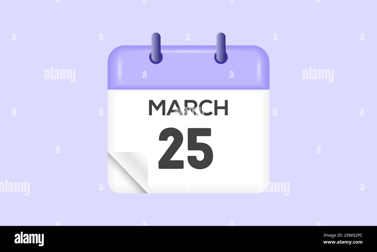 March 25 - calendar and Time planner. Daily Calendar Icon reminder ...