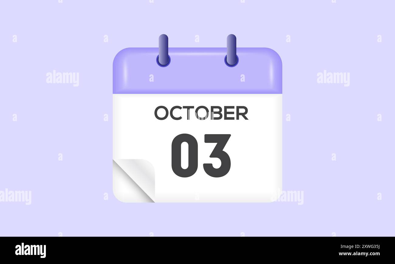 October 3 - calendar and Time planner. Daily Calendar Icon reminder ...