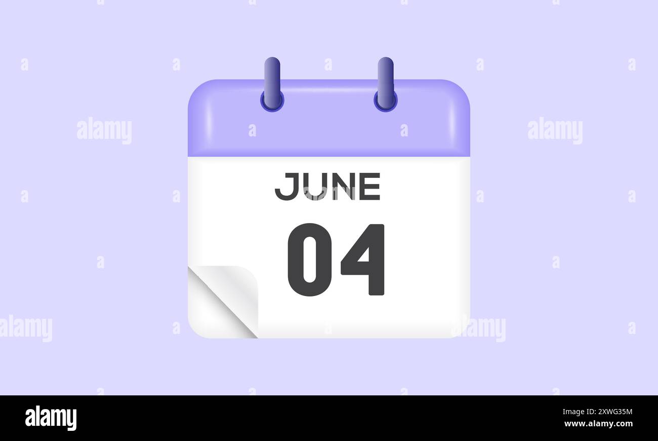 June 4 - calendar and Time planner. Daily Calendar Icon reminder ...