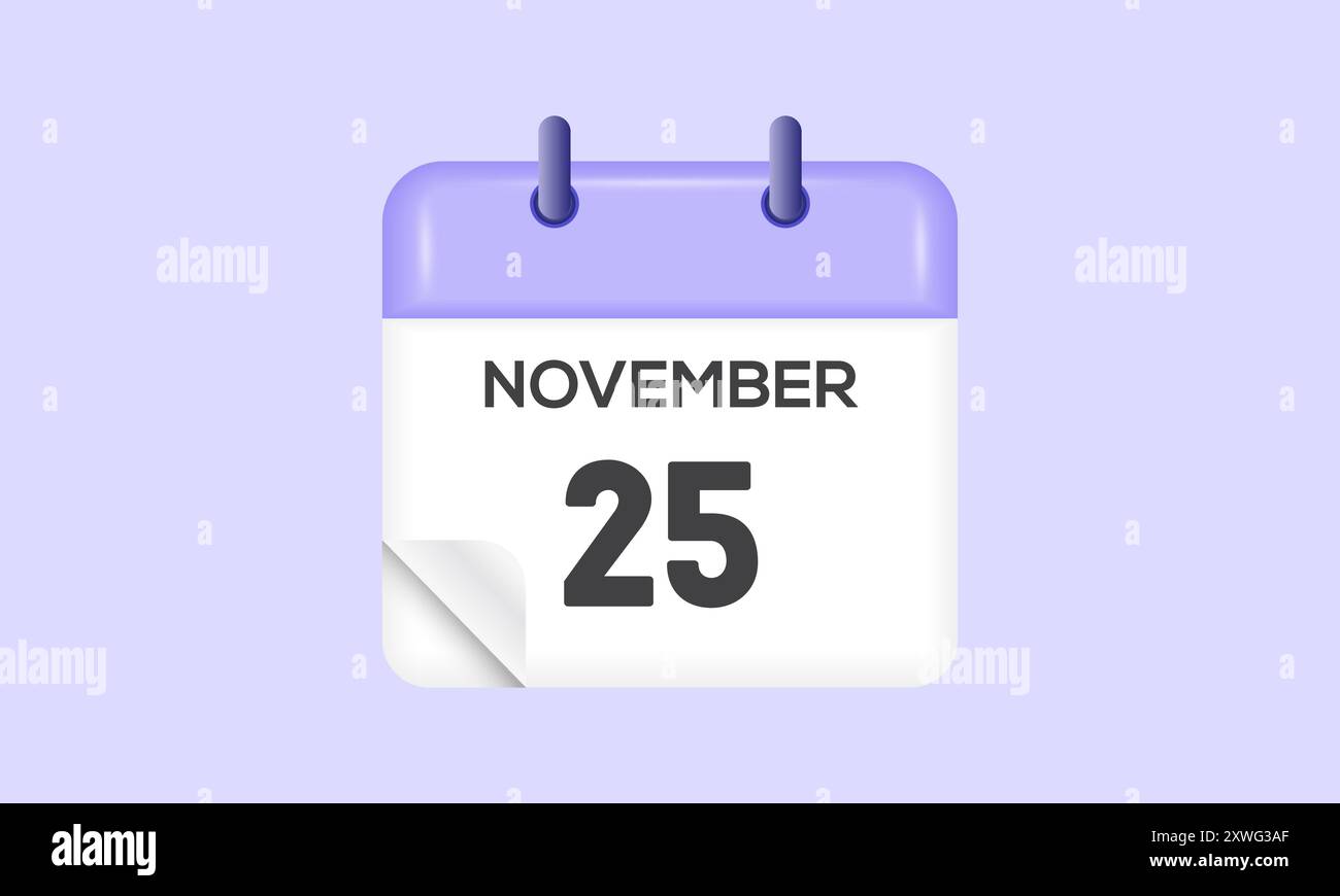 November 25 - calendar and Time planner. Daily Calendar Icon reminder ...