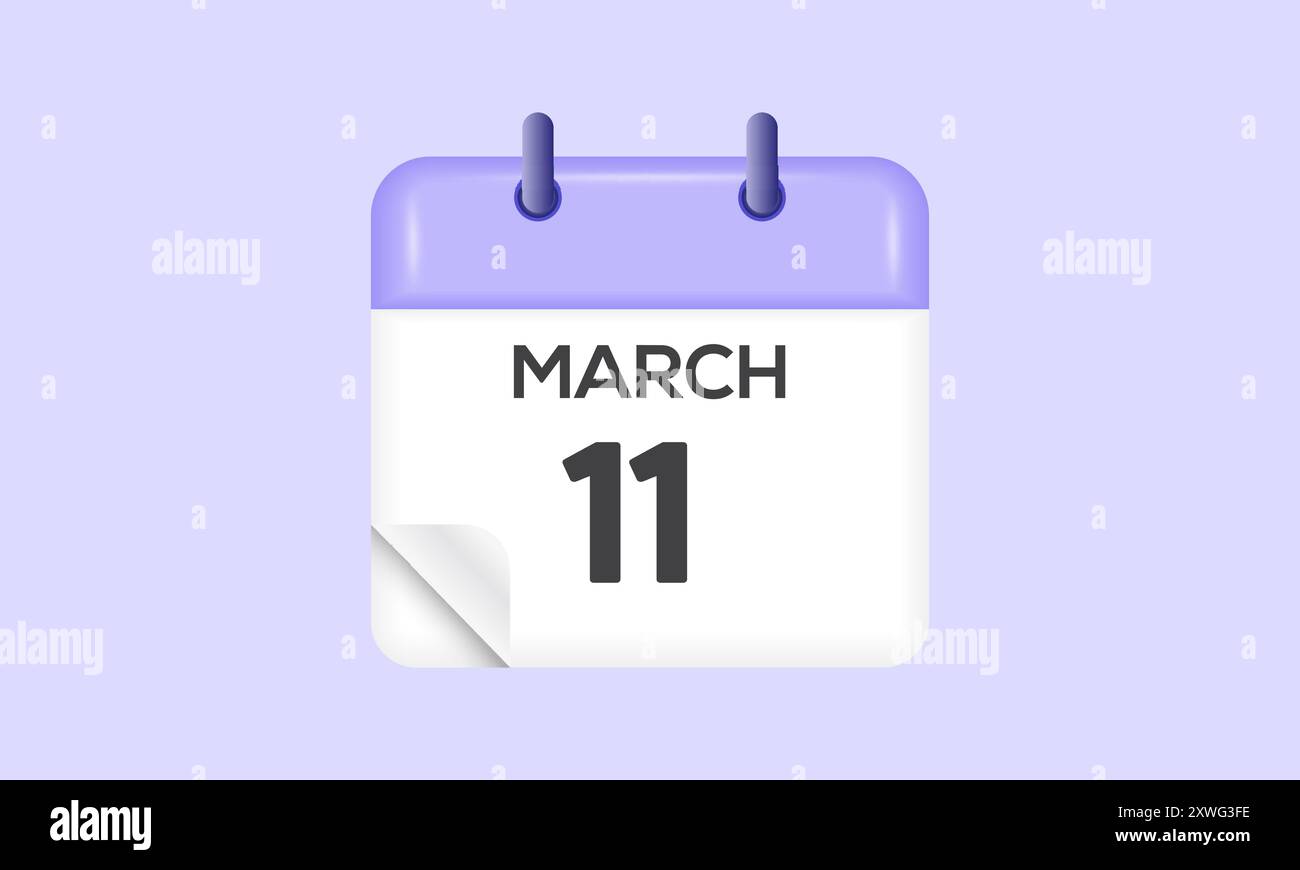March 11 - calendar and Time planner. Daily Calendar Icon reminder ...