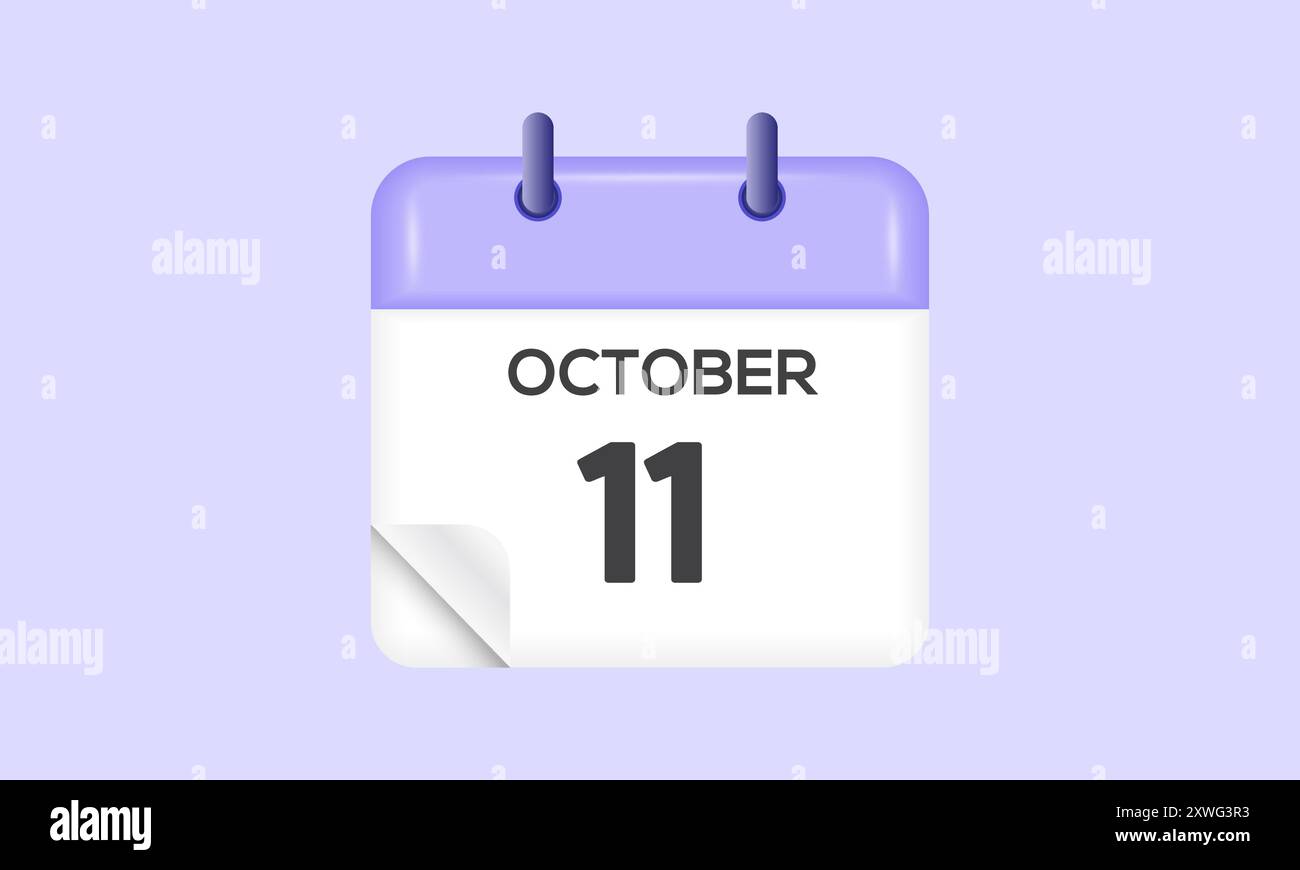 October 11 - calendar and Time planner. Daily Calendar Icon reminder ...